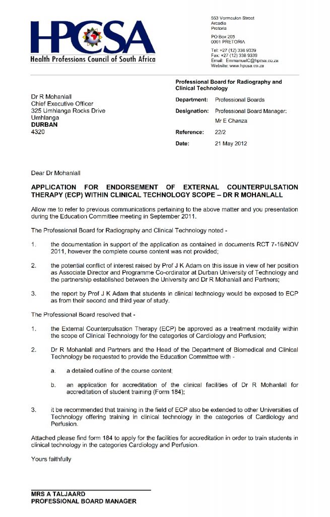Certification | Counterpulsation